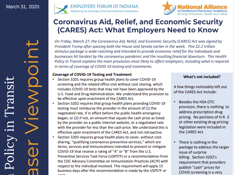 Coronavirus Aid, Relief, and Economic Security (CARES) Act: What ... Coronavirus Aid, Relief, and Economic Security (CARES) Act: What ...
